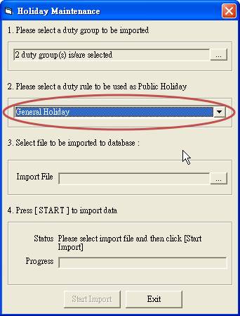 4. Select a suitable holiday list to be import
